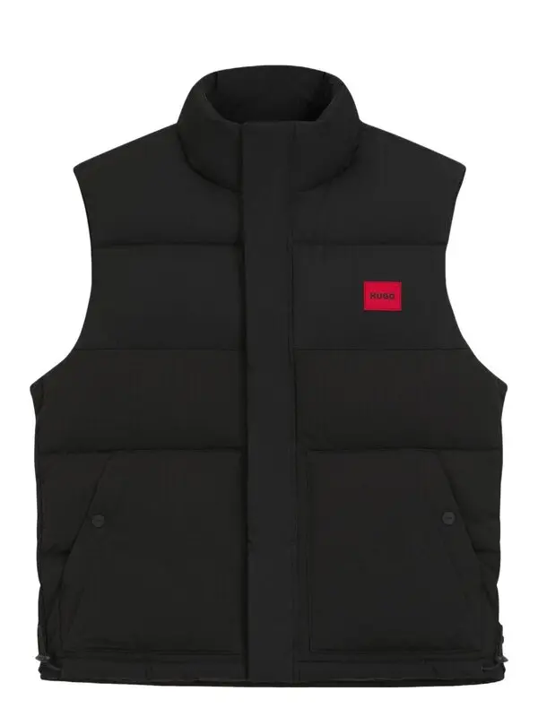 Hugo Boss Padded Gilet With Logo Badge - Black