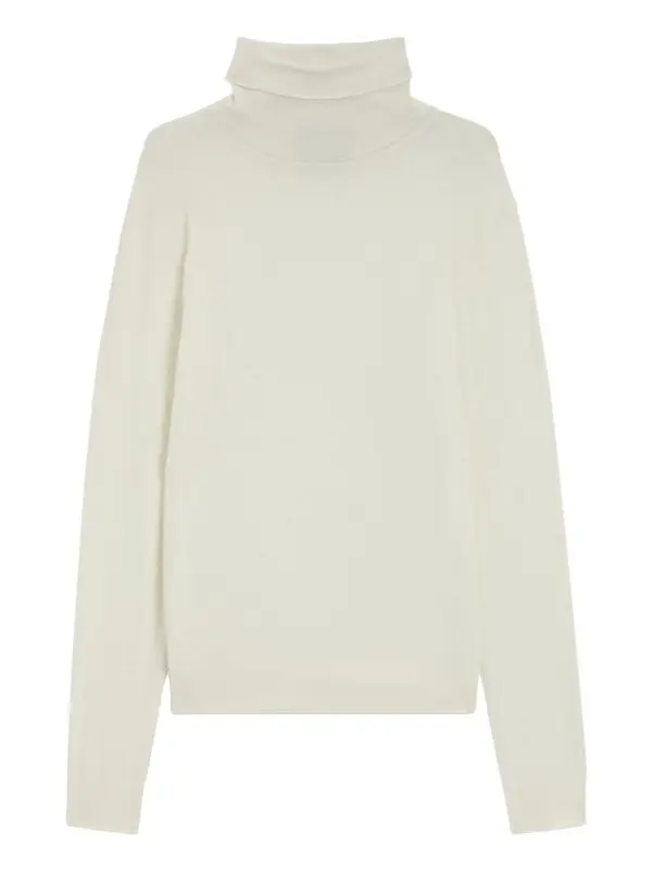 Hugo Boss High Neck Long Sleeve Sweater With Ribbed Details - White