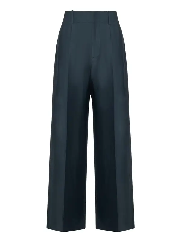Bottega Veneta Viscose And Silk Wide-leg Trousers - Green
