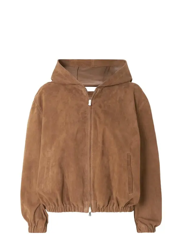 Nour Hammour Leo Suede Hooded Jacket - Brown