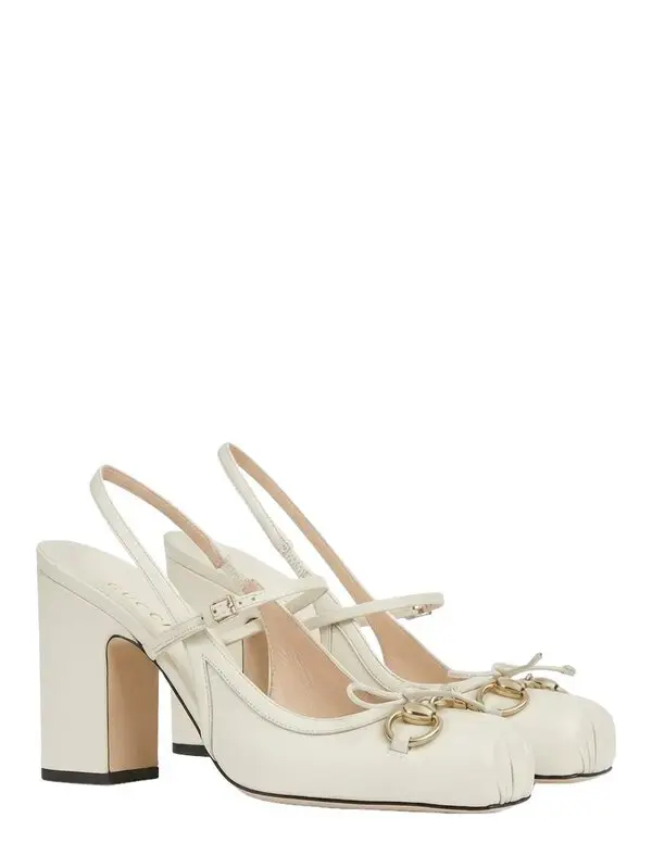 Gucci Horsebit Slingback Pumps - Off White