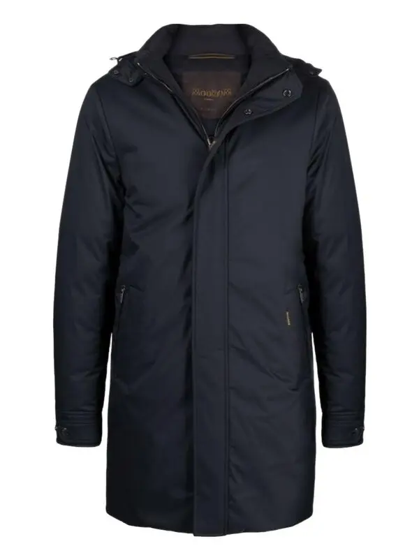 MOORER Technical Gabardine Coat With Detachable Hood - Black