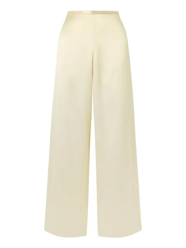 THE ROW Ardyn Hammered Silk Wide-leg Trousers - Cream