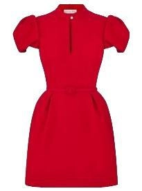 Dior Short Sleeve Belted Dress - Red