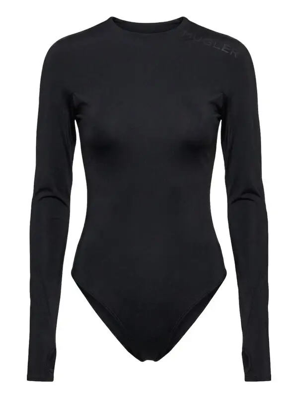 MUGLER Long-sleeve Concealed Bodysuit - Black