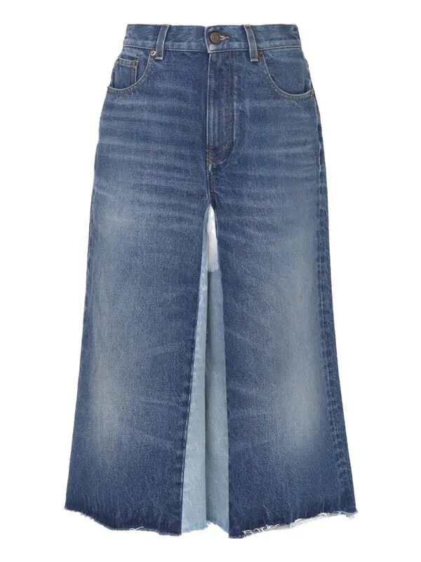 Chloé Patchwork Denim Midi Shorts - Dark Night Blue