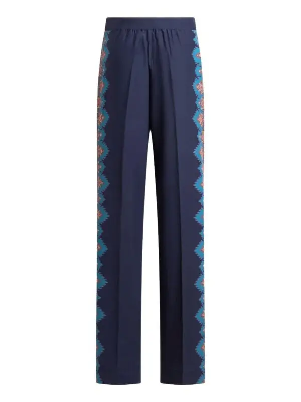Etro Trousers With Placed Print - Blue