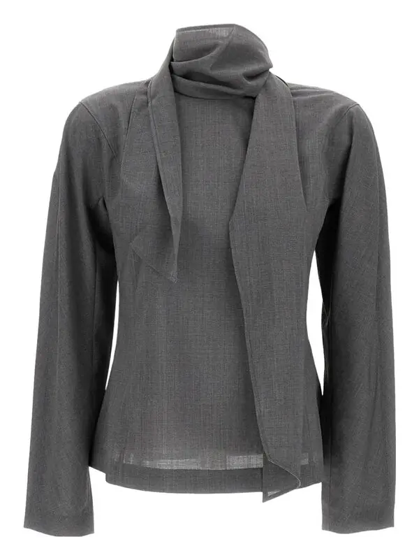 Jacquemus Long-sleeved Blouse With Knot Detail - Grey