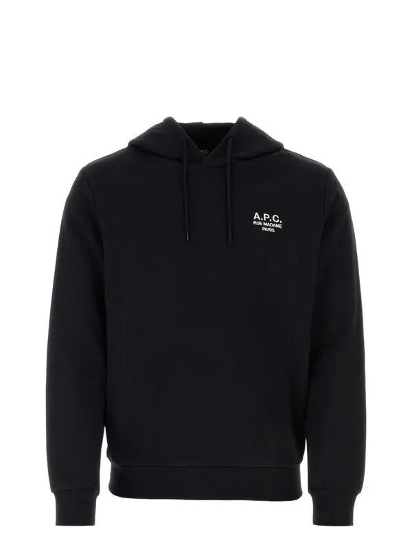 A.p.c. Logo Embroidered Drawstring Hoodie - Black