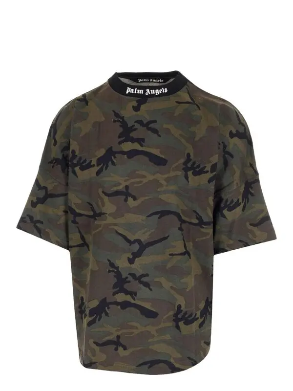 Palm Angels Camouflage Printed Crewneck T-shirt - Black