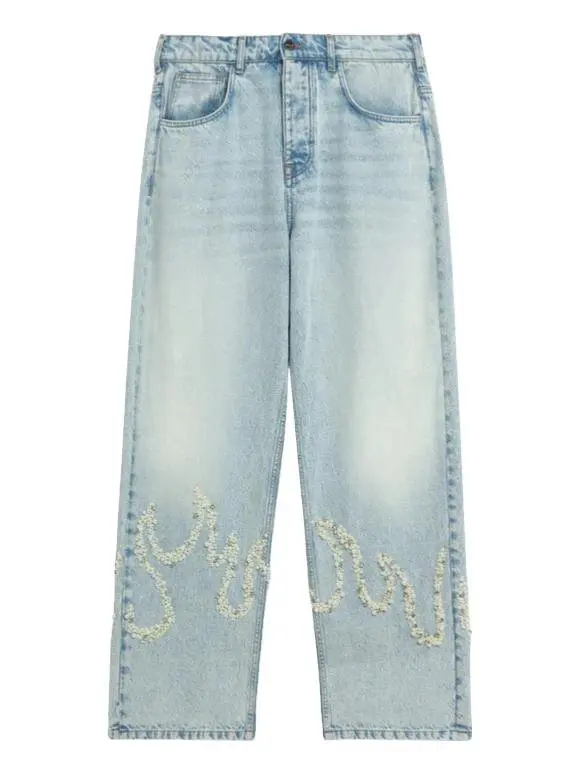 BARROW Embellished Straight-leg Jeans - Green
