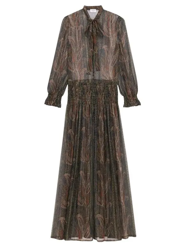 Saint Laurent Long-sleeved Dress With Bow Tie - Multi-color