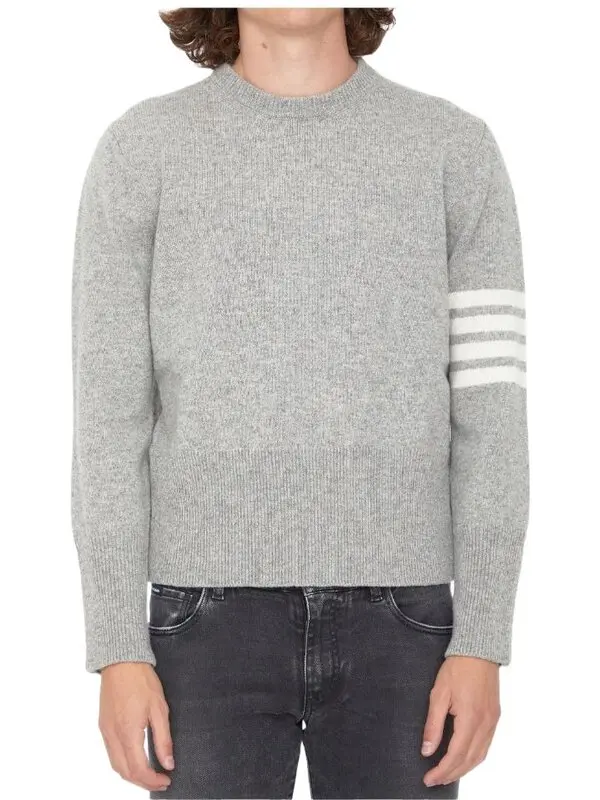 Thom Browne 4-bar Crew Neck Jumper - Light Gray