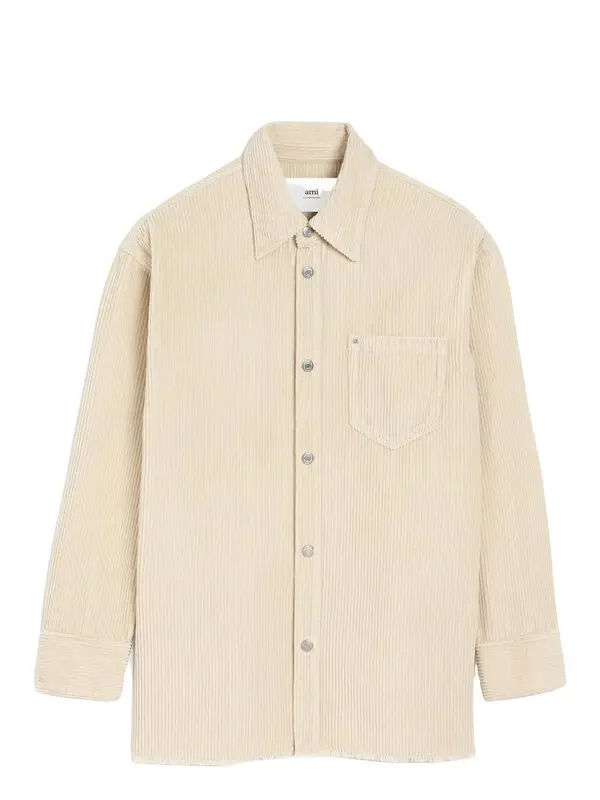 Ami Corduroy Velvet Overshirt - Ivory
