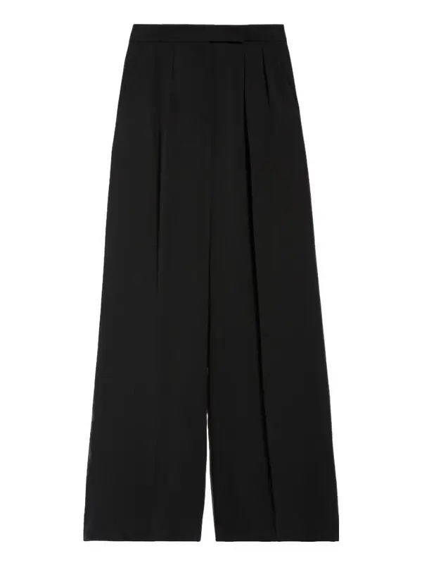 Max Mara High-waist Wide-leg Pleated Trousers - Black