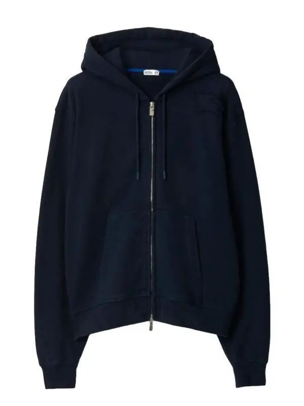 Burberry Ekd Motif Zip-up Hoodie - Navy Blue