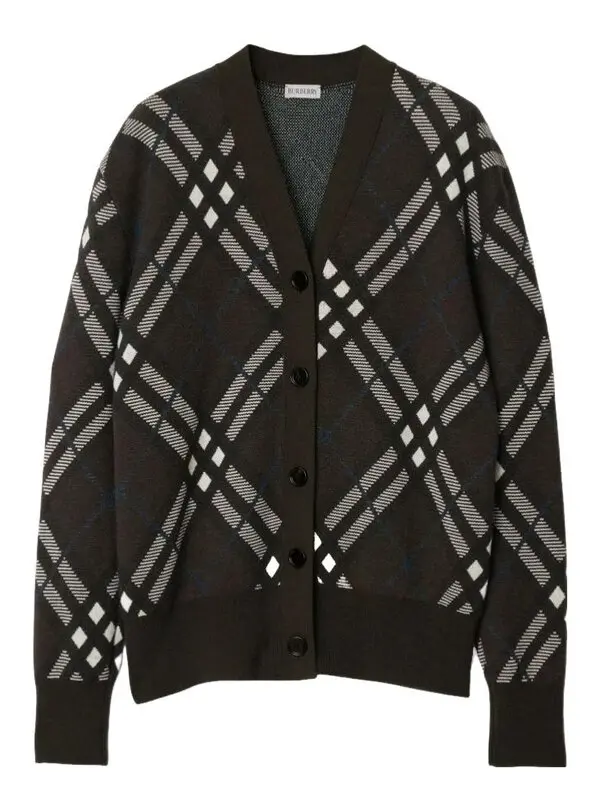 Burberry Checked V-neck Buttoned Cardigan - Snug