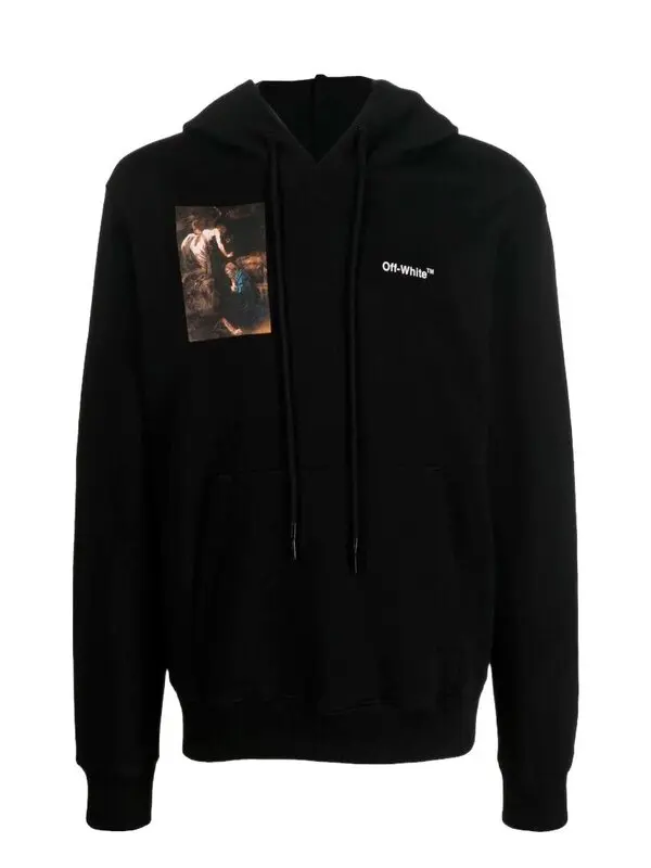 Off-White Caravaggio Print Drawstring Hoodie - Black