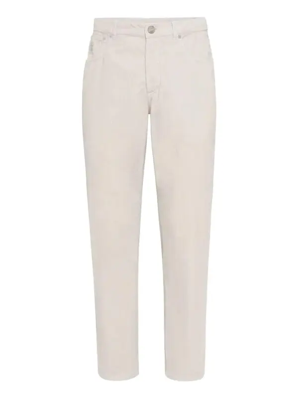 Brunello Cucinelli Logo Patch Straight-leg Trousers - White