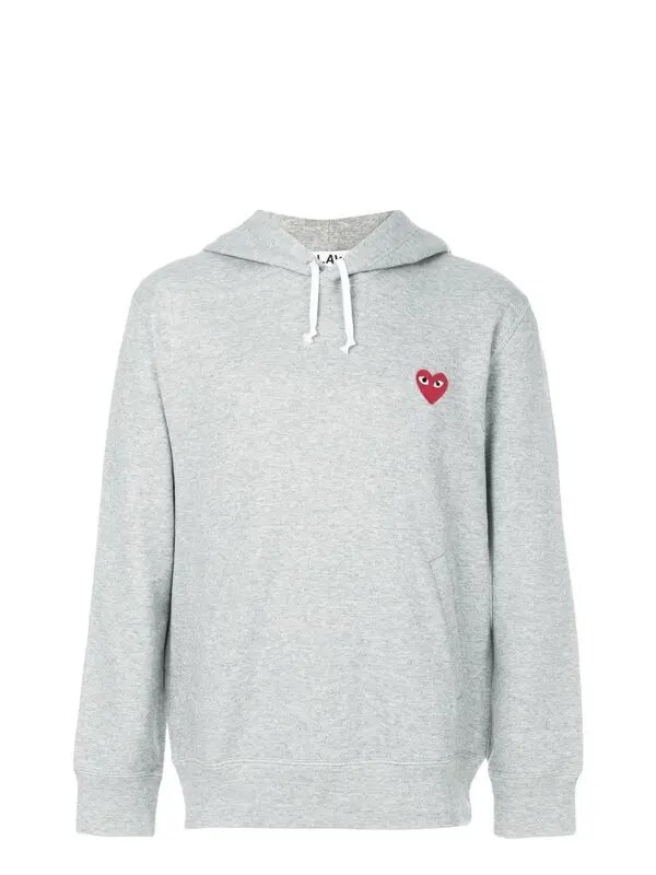Play Comme Des Garcon Comme Des Garçons Play Hoodie With Embroidered Heart Logo - Gray