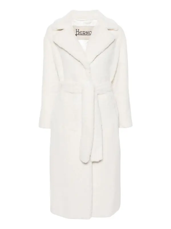 Herno Long-sleeved Belted Coat - White
