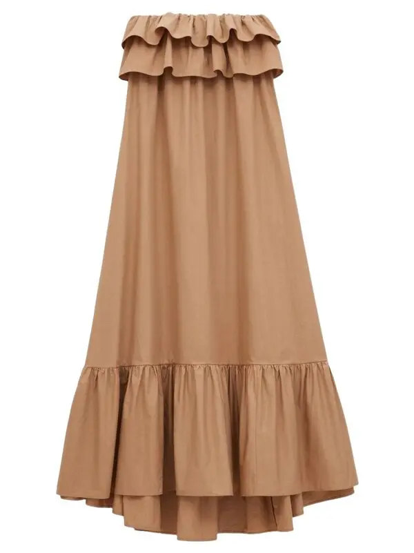 Saint Laurent Ruffled Strapless Maxi Dress - Beige