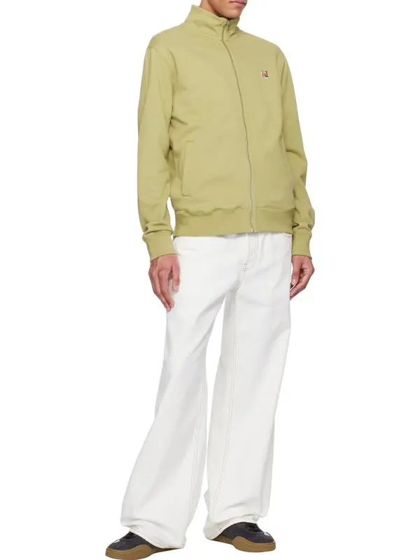 Maison Kitsuné Zip-up Cardigan With Fox Head Patch - Nude