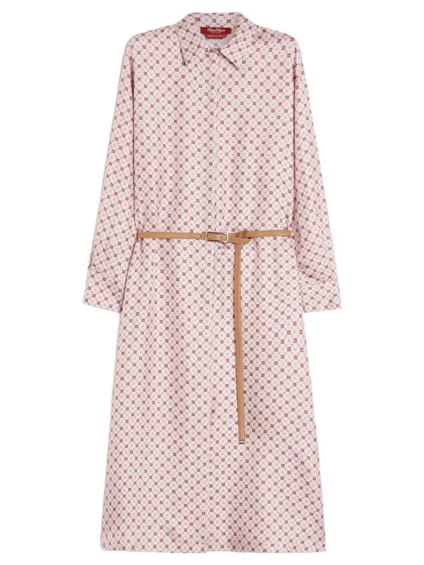 Max Mara Belted Long-sleeve Dress - Pink