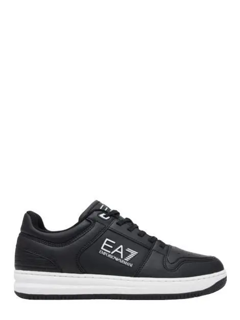 EA7 Leather Logo Detail Sneakers - Black