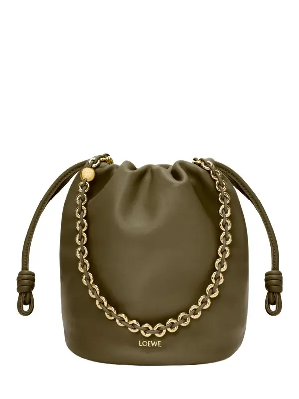 Loewe Flamenco Bucket Bag With Chain Detail - Deep Khaki