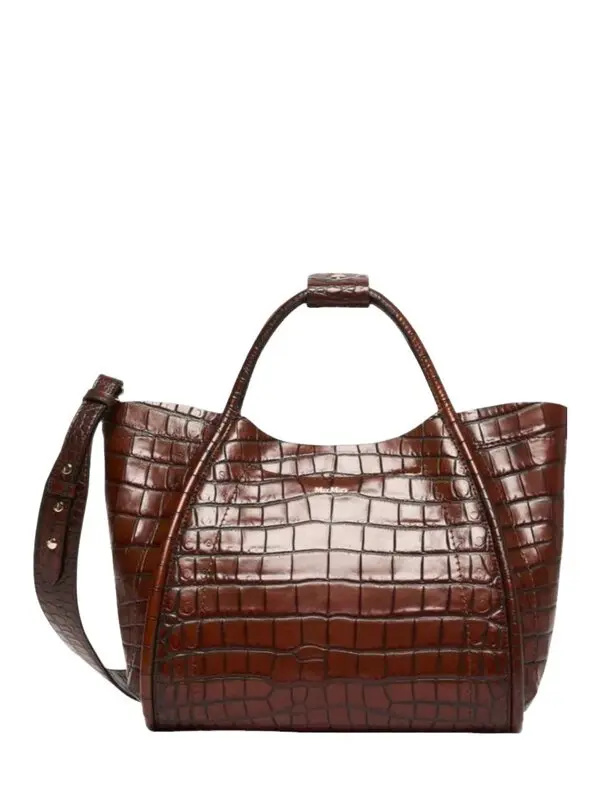 Max Mara Embossed Croc Effect Tote Bag - Brown