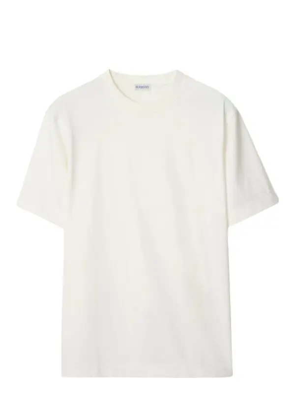 Burberry Equestrian Knight Detailed Crewneck T-shirt - Chalk