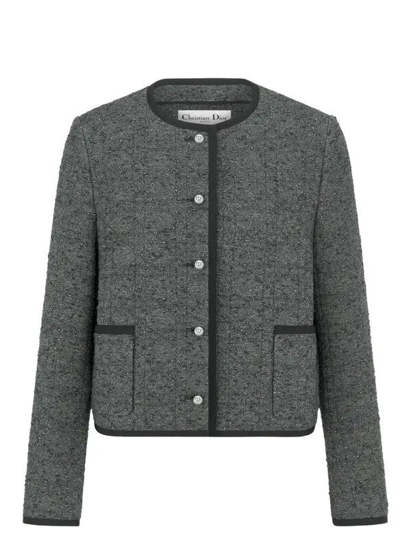 Dior Cropped Macrocannage Tweed Jacket - Black