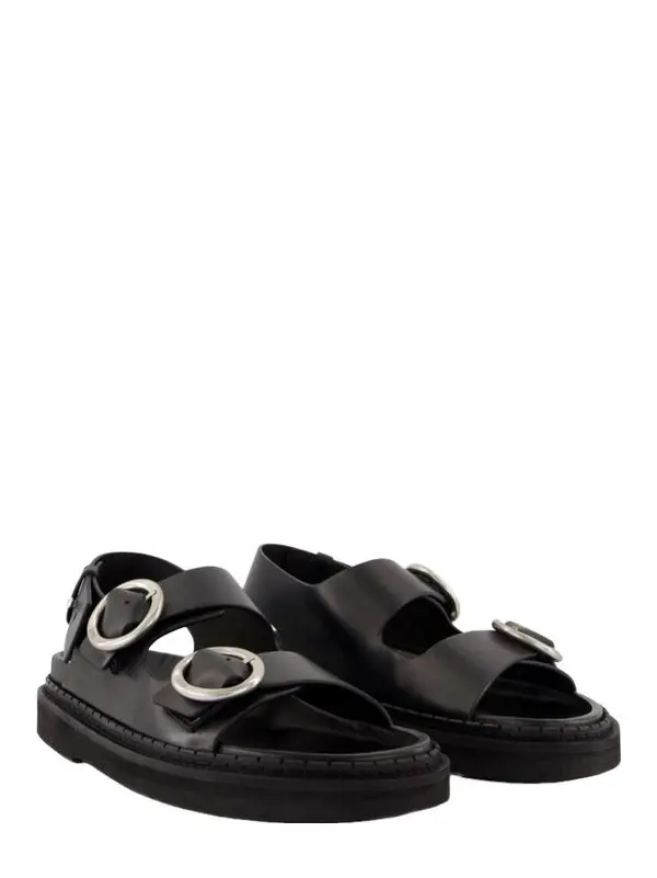 Ami Buckle Detail Fussbet Sandals - Black