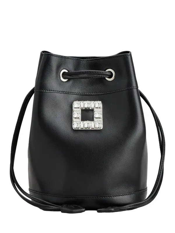 ROGER VIVIER Embellished Buckle Bucket Bag - Black