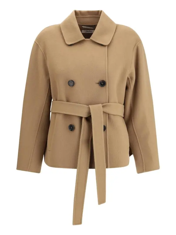 Max Mara Long Sleeved Double Breasted Short Coat - Hazelnut Brown