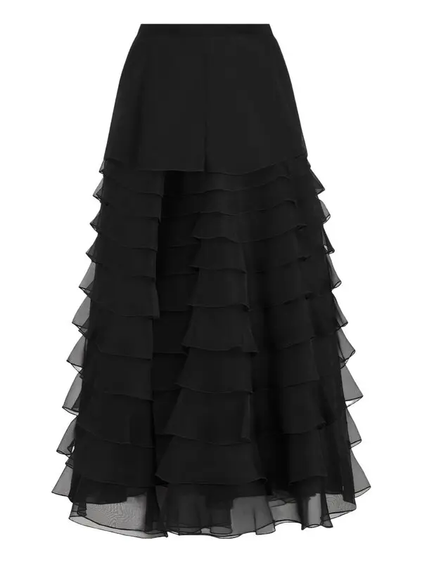 Dior Mid-length Ruffled Skirt - Black