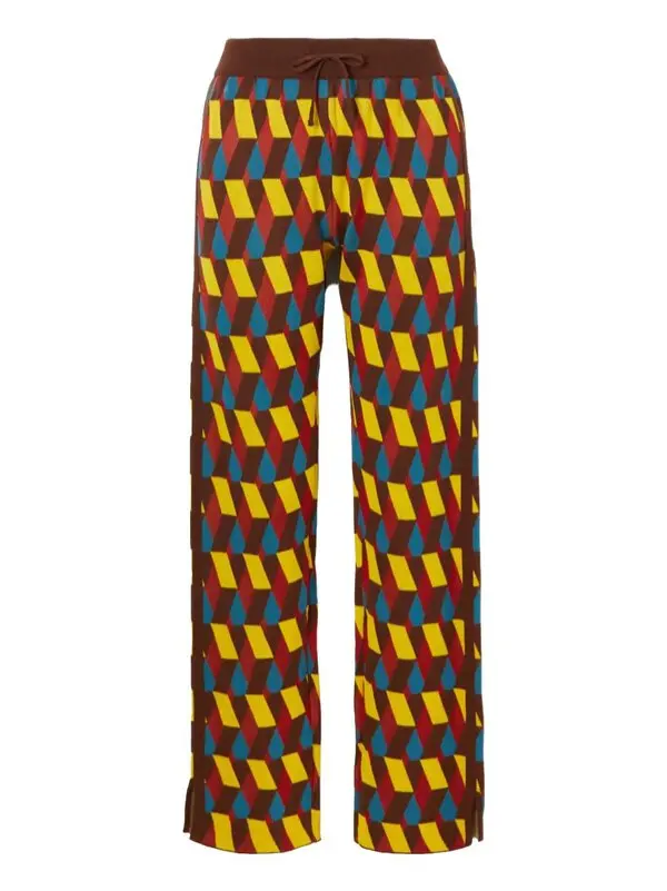 La DoubleJ Geometric Print Casual Pants - Brown