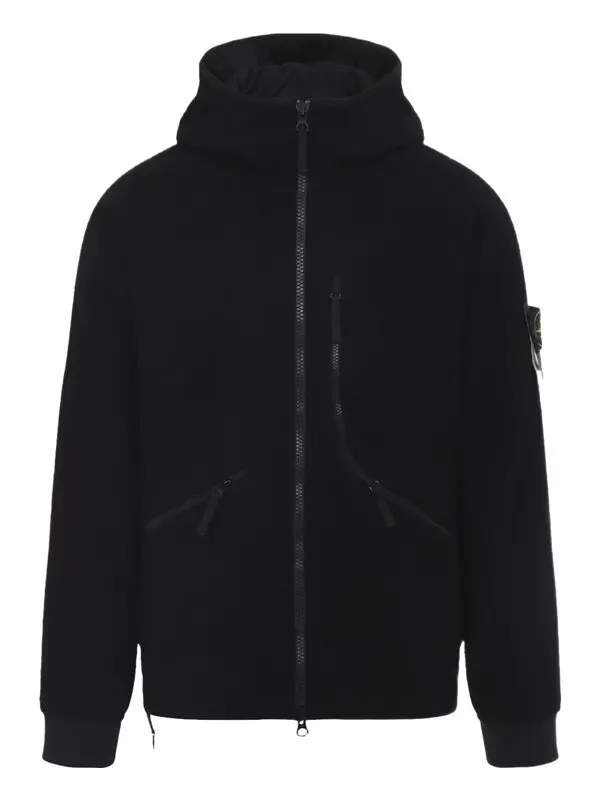 Stone Island Logo Patch Zip-up Jacket - Black