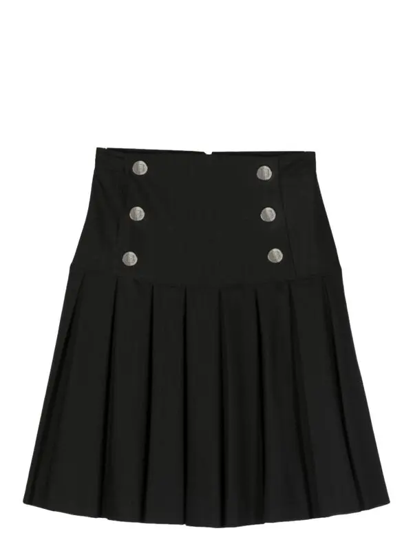 Balmain Button-detail Pleated Skirt - Black