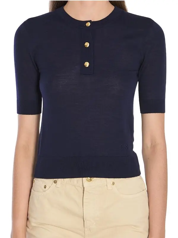 Celine Crew Neck Sweater In Fine Wool - Navy Blue