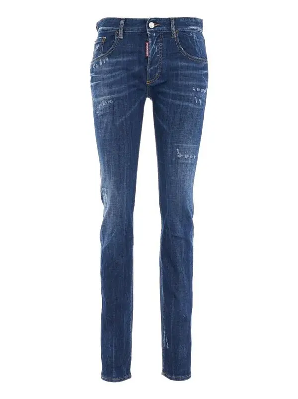 Dsquared2 24/7 Low-rise Distressed Skinny Jeans - Blue