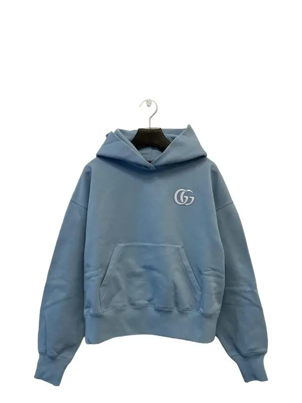 Gucci Hooded Sweatshirt With Contrasting Logo - Blue