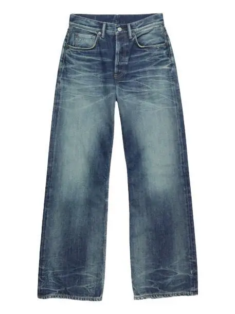 Acne Studios Logo Patch Straight Leg Jeans - Medium Blue