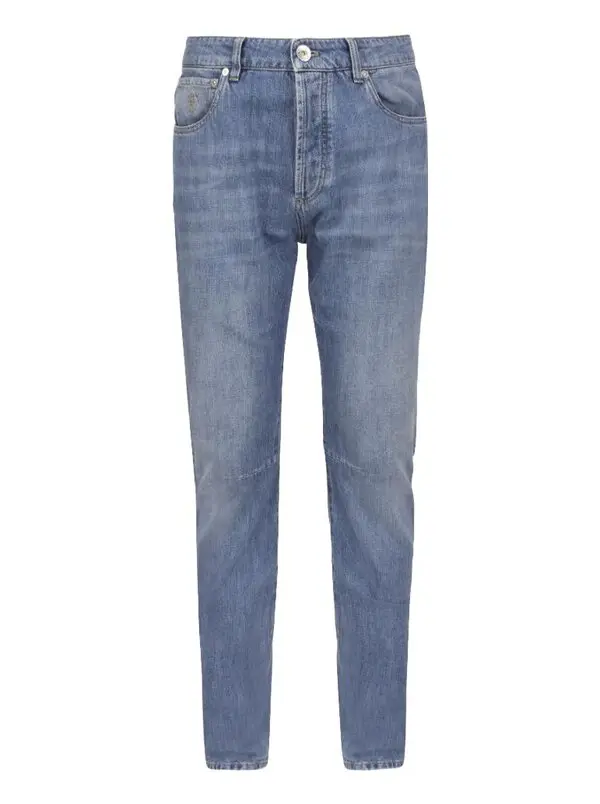 Brunello Cucinelli Stone Washed Straight Leg Jeans - Blue
