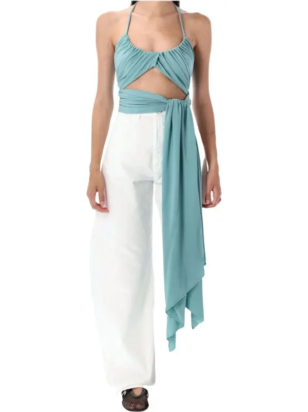 Alaïa Draped Cutout Halter Top - White