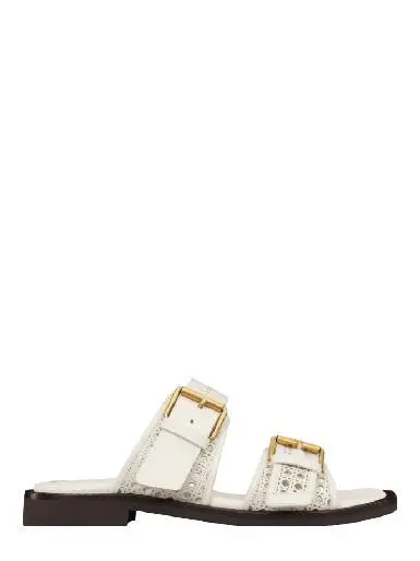 Dior Christian Double Buckled Slip-on Sandals - White