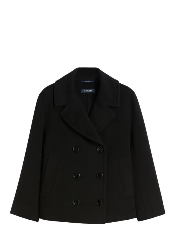 Max Mara Wool Draped Pea Coat - Black