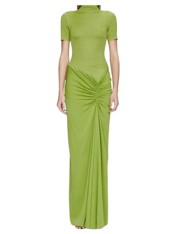 Christopher Esber High Neck Ruched Maxi Dress - Green