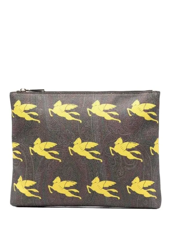 Etro Paisley Print Pegasus Clutch Bag - Black